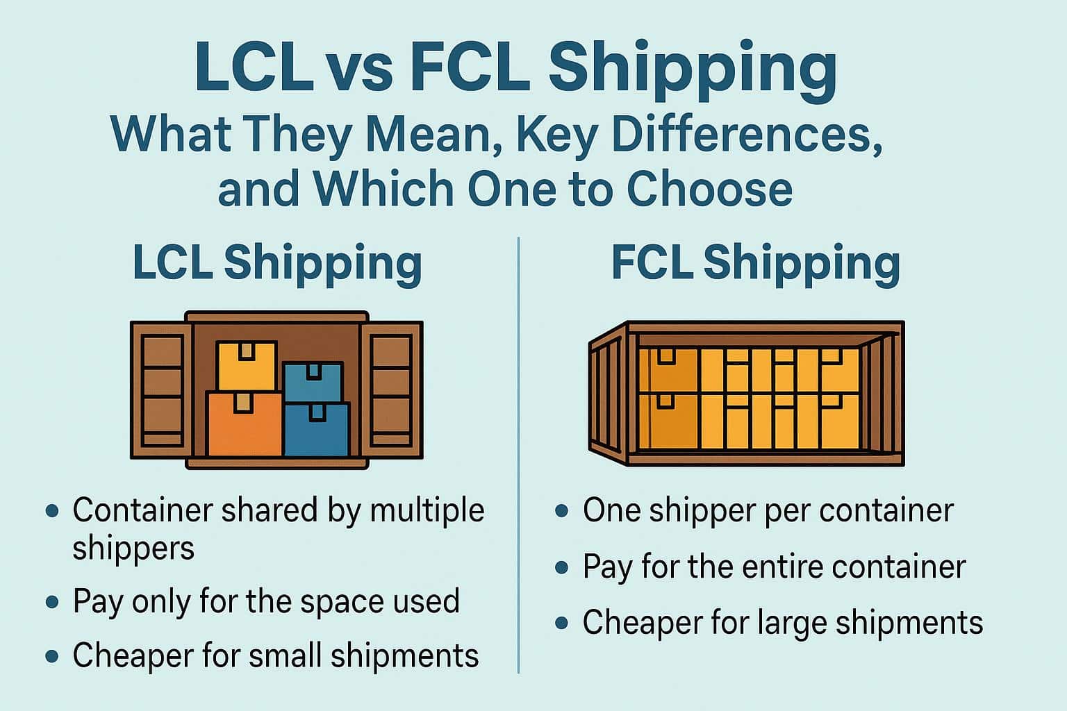 Envíos LCL vs. FCL: Qué significan, diferencias clave y más
